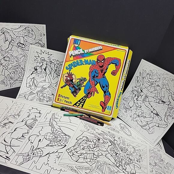 Hasbro | Games | Vintage 977 Spiderman And Superman Pencil By Numbers ...